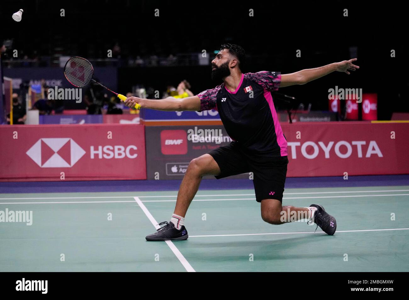 Canada's B.R. Sankeerth returns a shot to India's Prannoy H.S. during ...