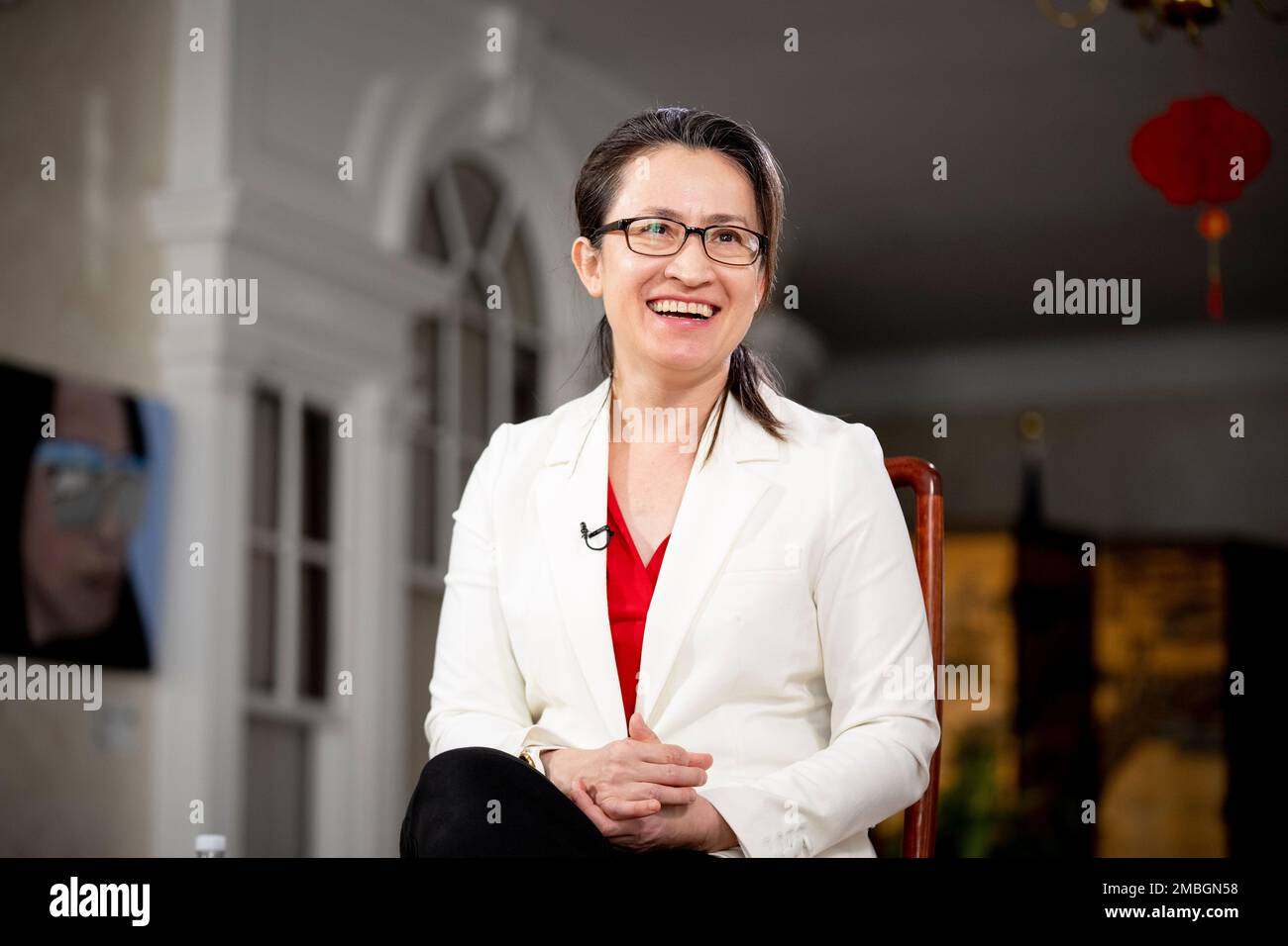 Taiwan's chief U.S. envoy Bi-khim Hsiao smiles during an interview with ...