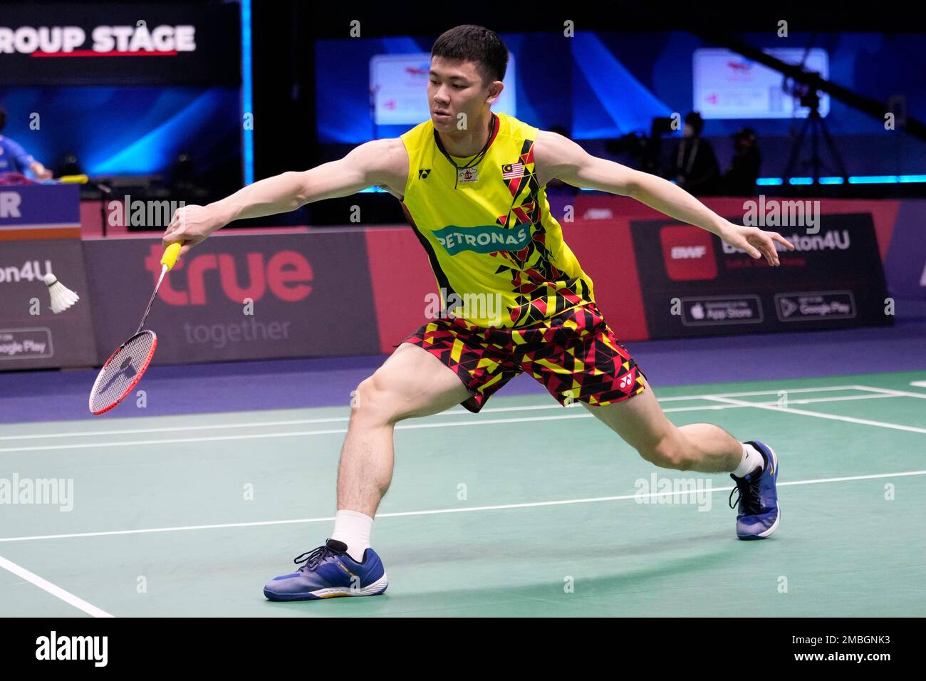 Malaysia's Lee Zii Jia returns a shot to England Toby Penty during ...