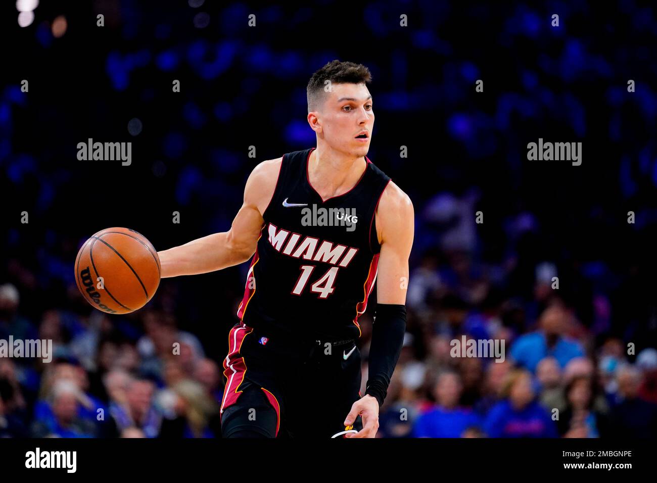 Miami Heat's Tyler Herro plays during the first half of Game 4 of an ...