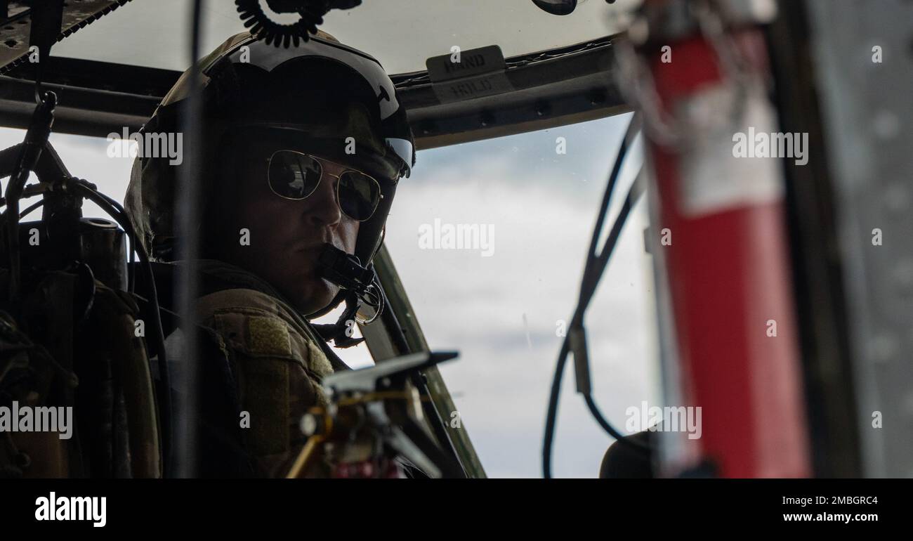 A U.S. Navy Sikorsky SH-60 Seahawk Helicopter pilot with Helicopter Sea ...