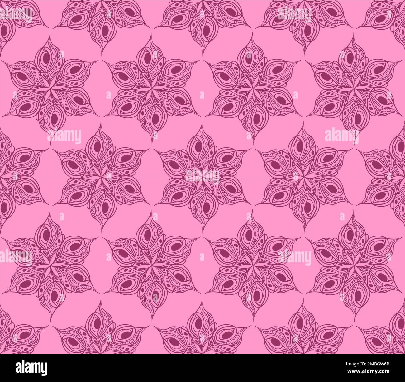 seamless symmetrical pattern of abstract magenta graphic elements on a ...
