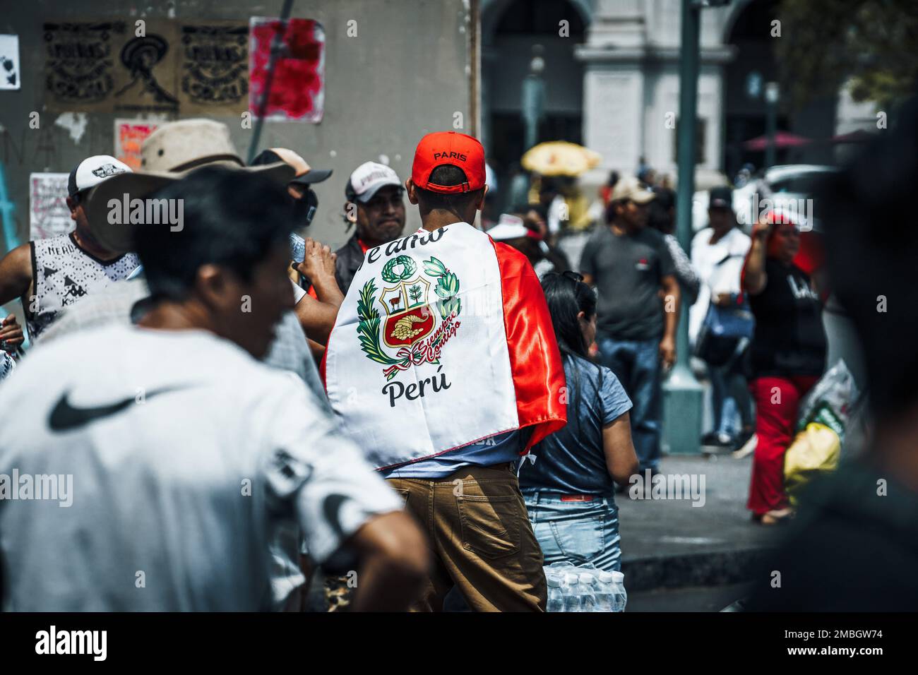 Lima, Peru - January 20, 2023: Protests on the streets of Lima Stock ...