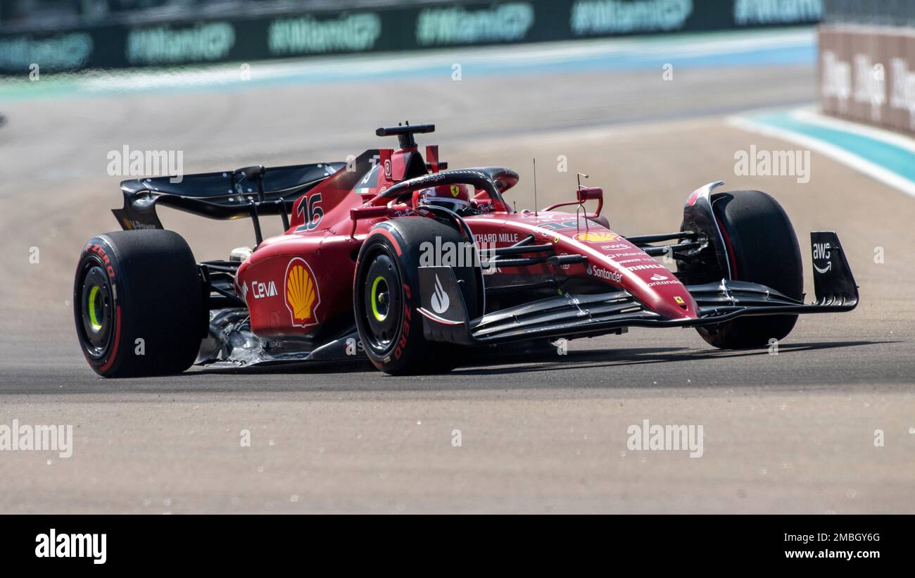 Ferrari driver Charles LeClerc of Monaco, steers his car during the ...