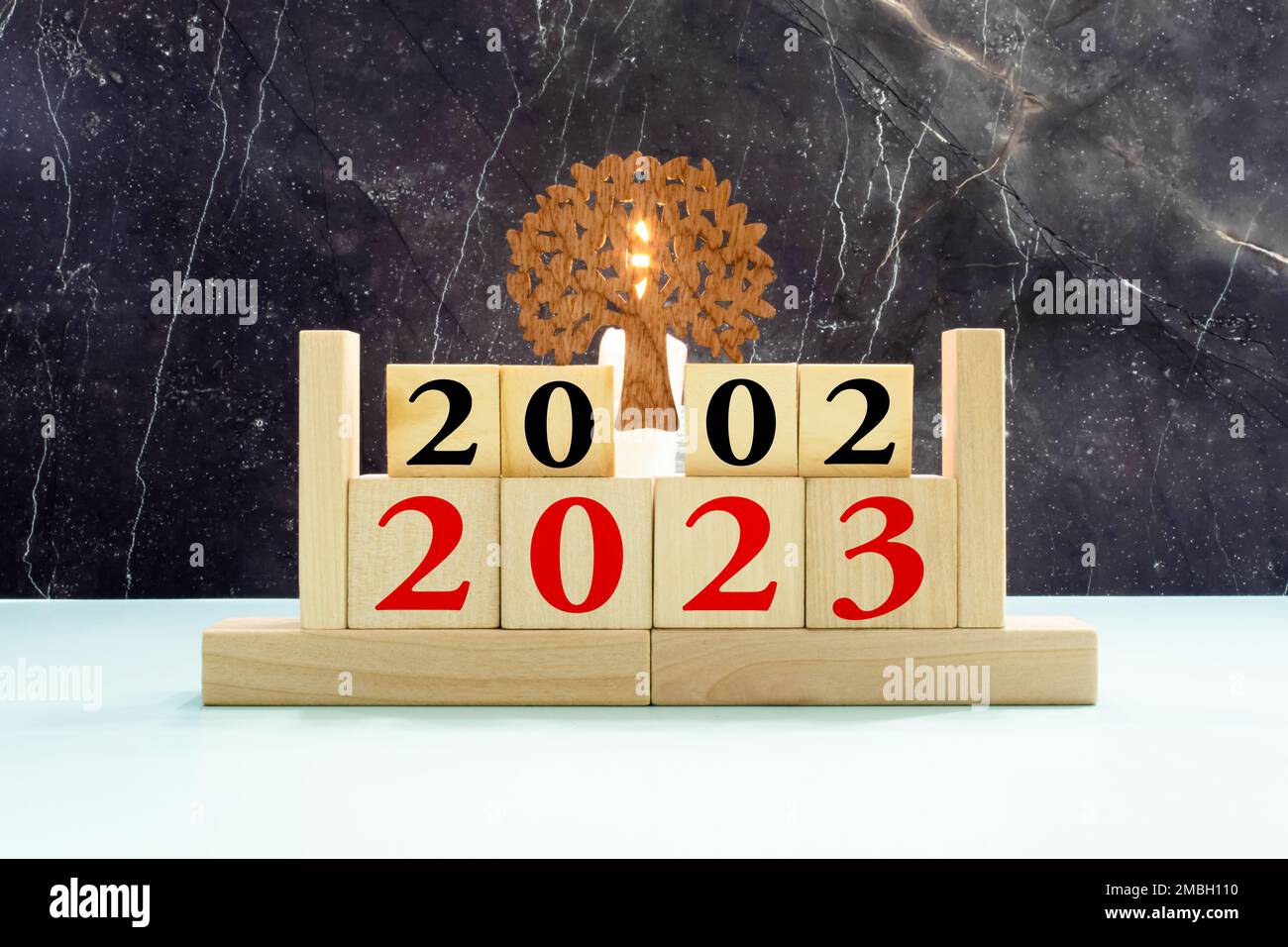February 20 calendar date text on wooden blocks with customizable space ...