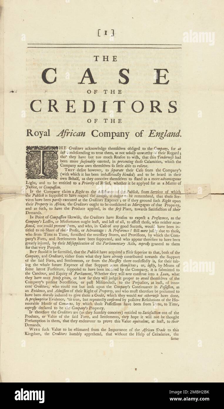 The case of the creditors of the Royal African Company of England, 1751 ...