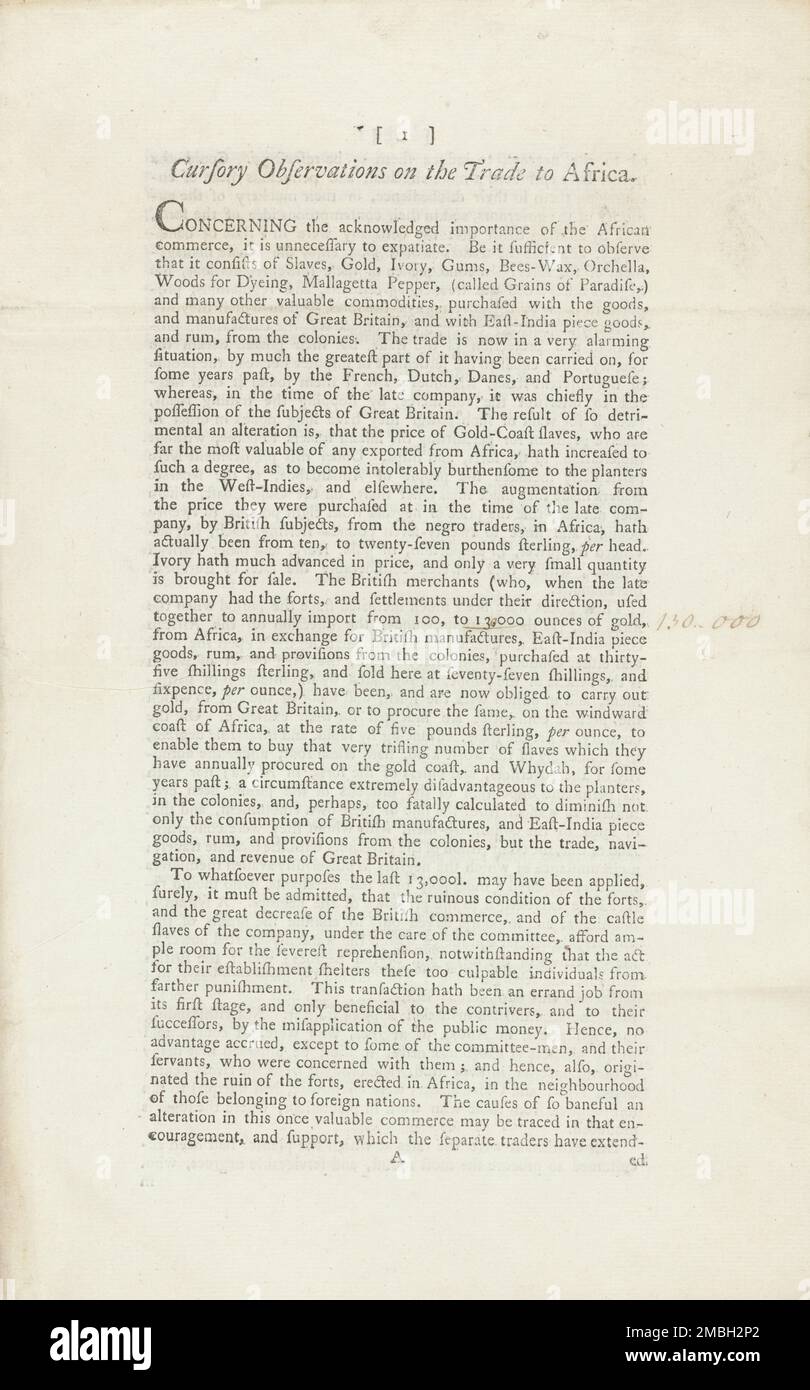 Cursory Observations on the Trade to Africa, 1778-05-04. Assessment of ...