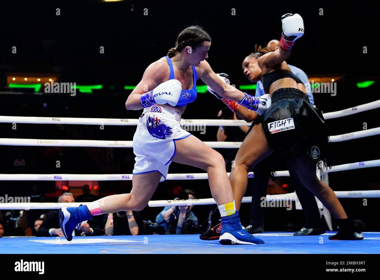 Australia's Skye Nicolson punches Shanecqua Paisley Davis during the ...