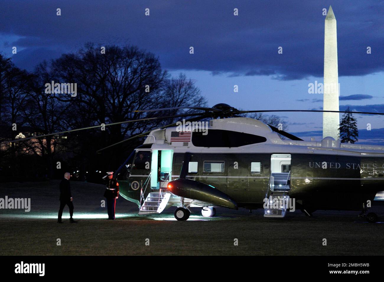 U.S. President Joe Biden boards Marine One helicopter on the South Lawn ...