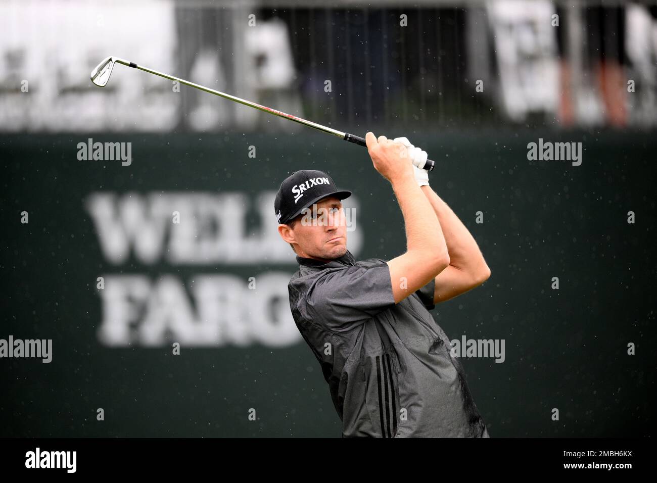 Brandon Matthews hits off the the 17th tee during the second round of ...