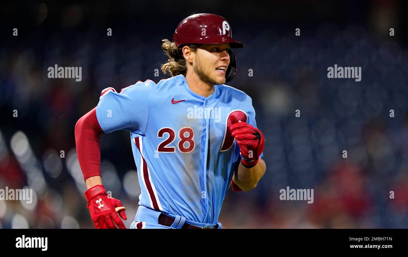 Philadelphia Phillies' Alec Bohm plays during a baseball game, Thursday ...