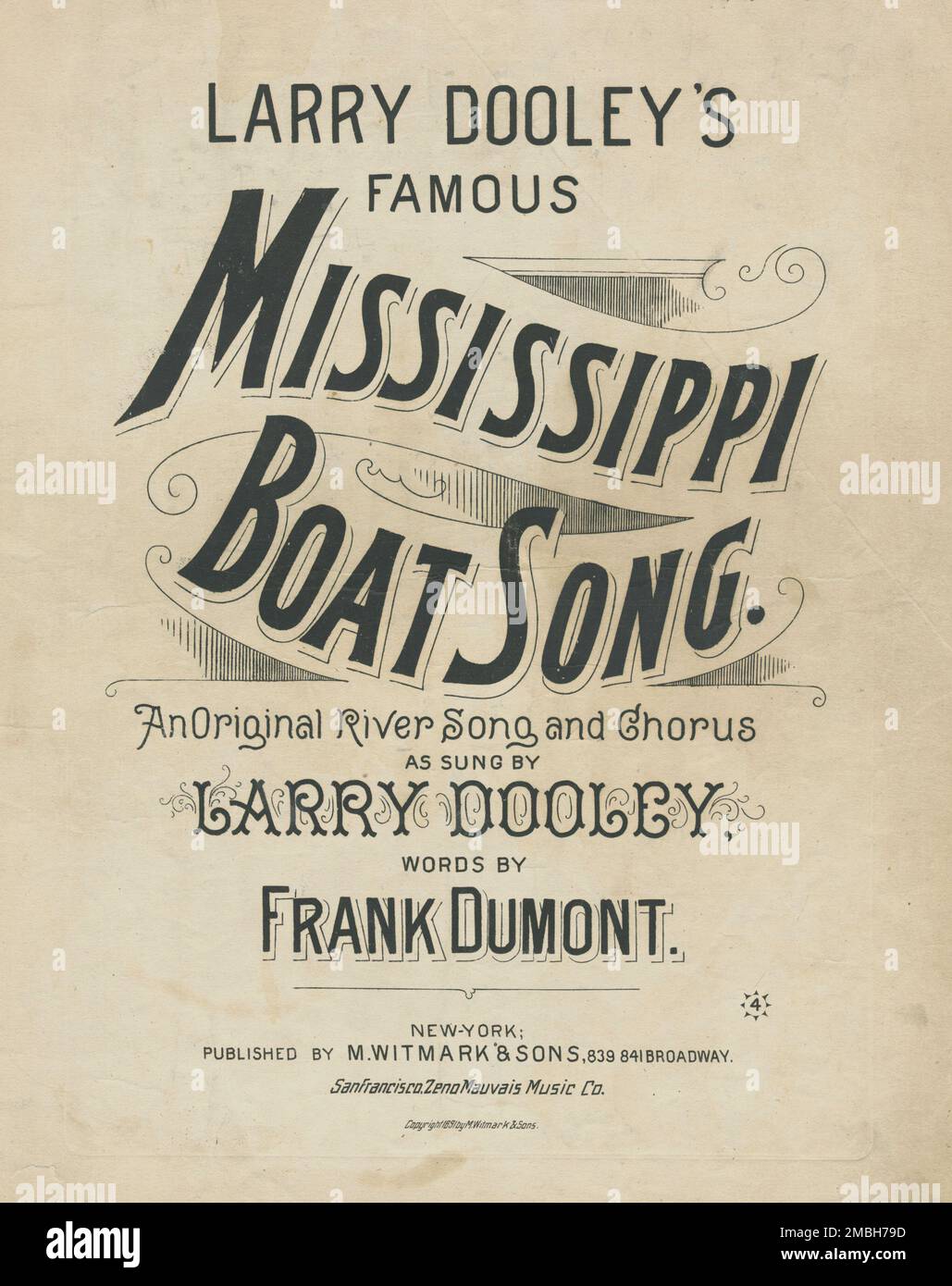 'Larry Dooley's famous Mississippi boat song', 1891. 'As sung by Larry ...