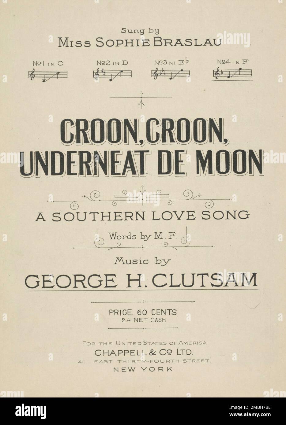 'Croon, croon, underneat' de moon', 1900. 'Sung by Miss Sophie Braslau ...