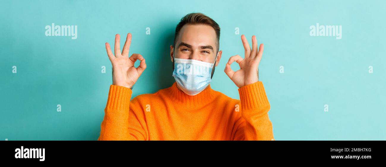 Covid-19, social distancing and quarantine concept. Close-up of ...