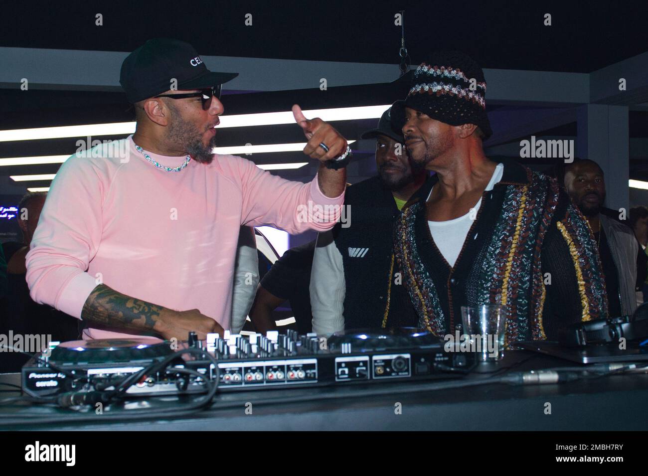 Swizz Beatz, from left, will.i.am, and Timbaland perform at Mercedes ...