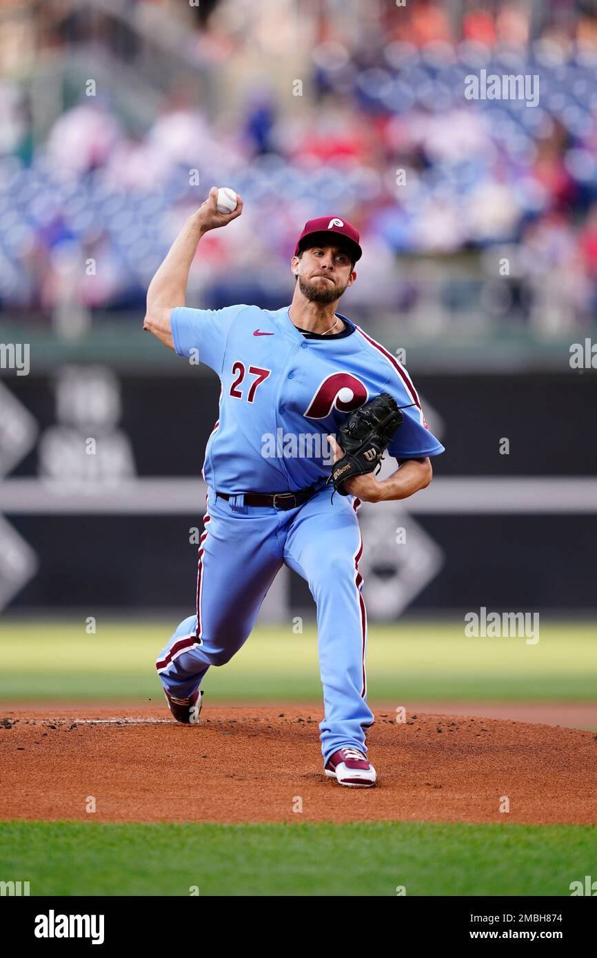 Philadelphia Phillies' Aaron Nola plays during a baseball game ...