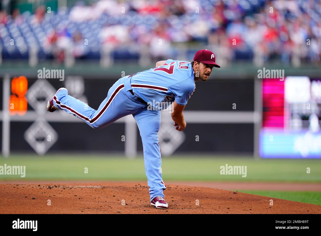 Philadelphia Phillies' Aaron Nola plays during a baseball game ...