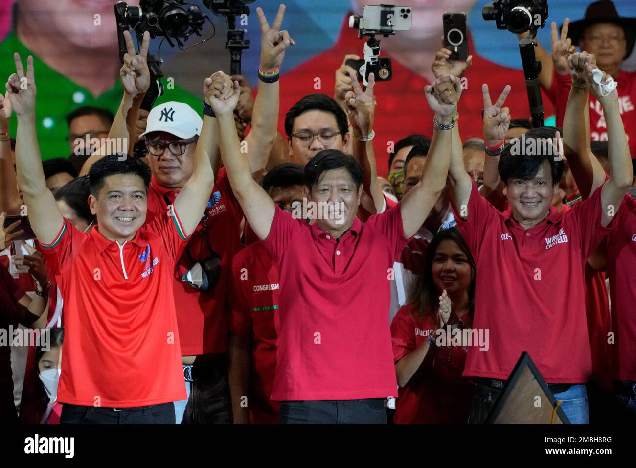Ferdinand "Bongbong" Marcos Jr. gestures as he greets the crowd during ...