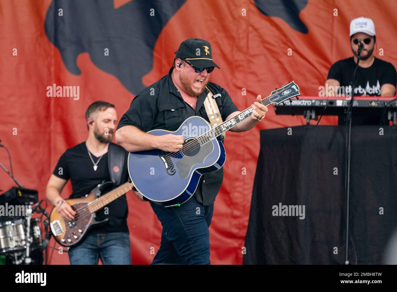 Luke Combs performs at the New Orleans Jazz and Heritage Festival, on ...