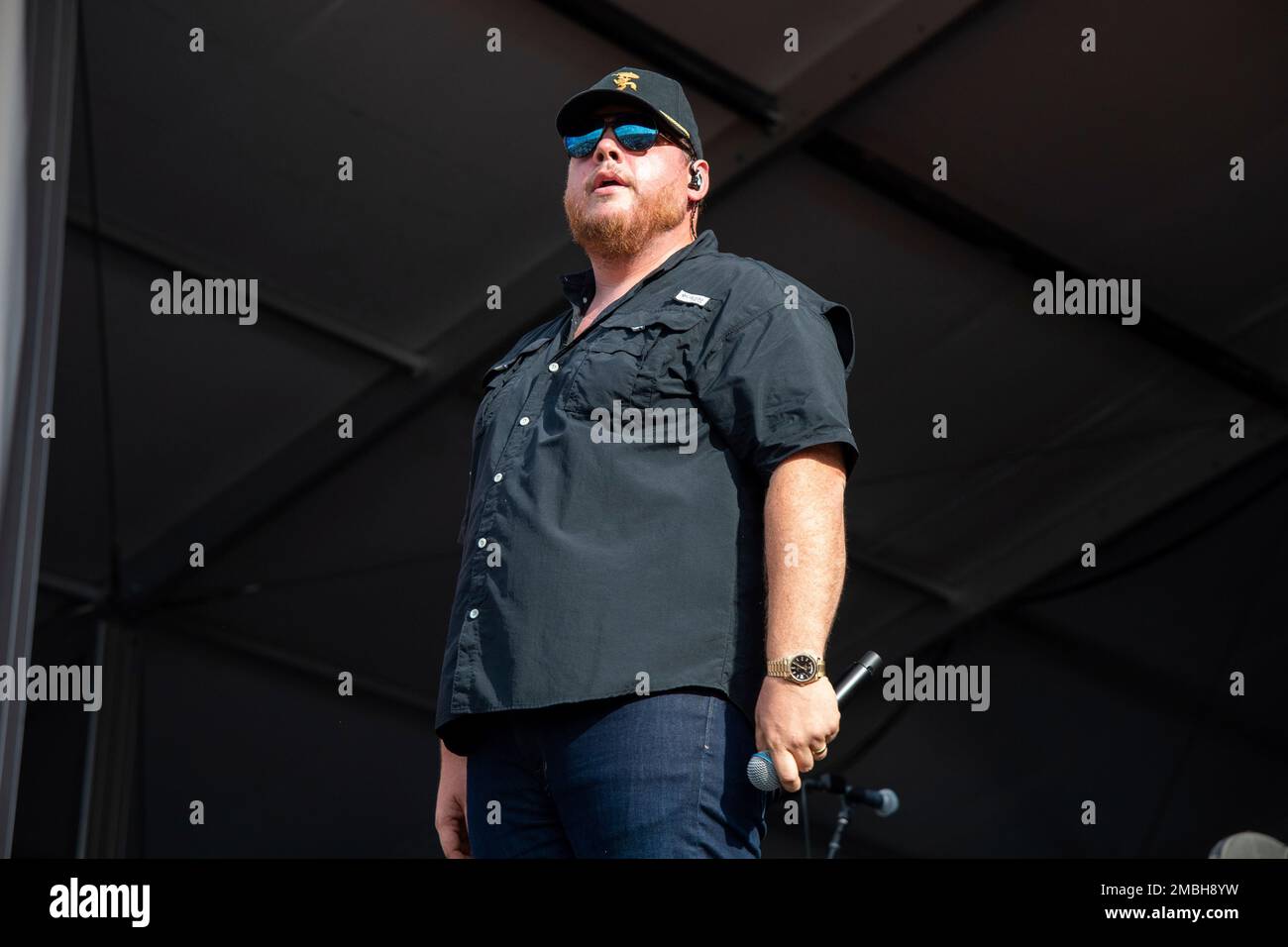 Luke Combs performs at the New Orleans Jazz and Heritage Festival, on ...