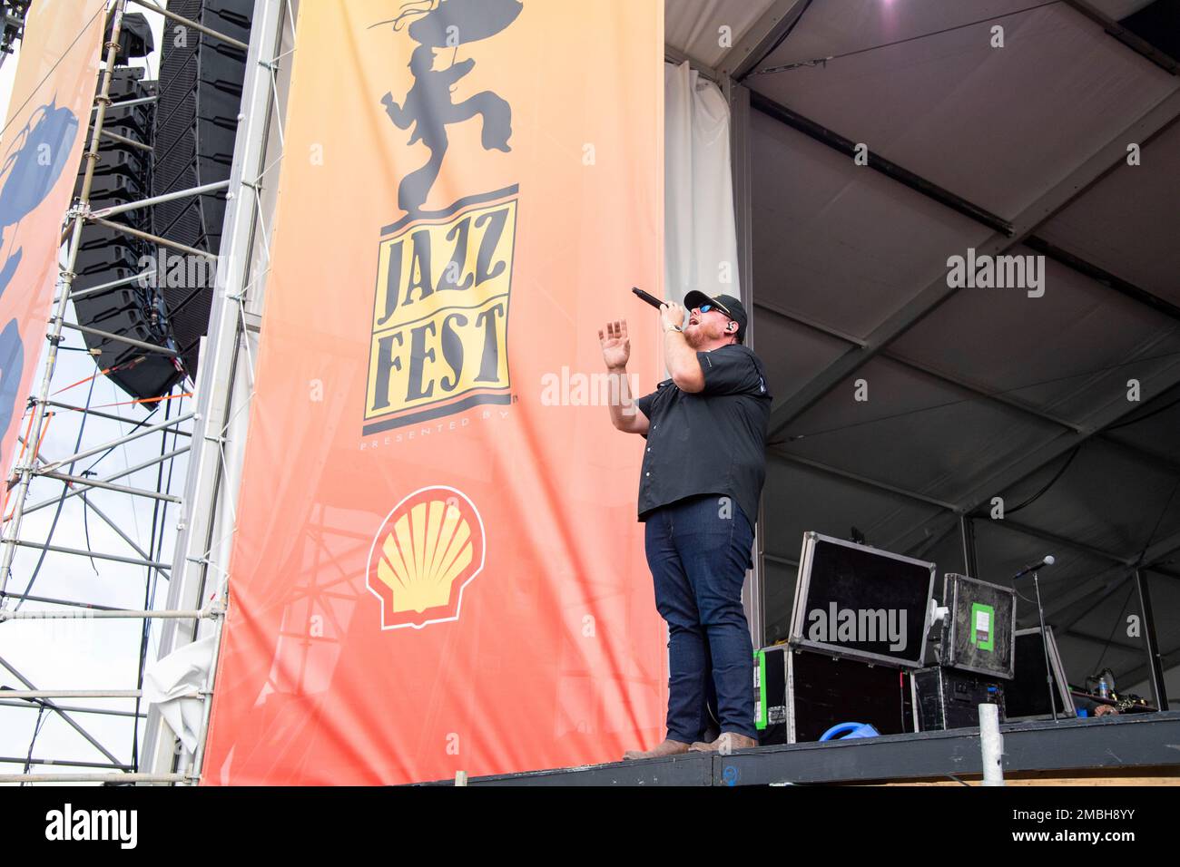 Luke Combs performs at the New Orleans Jazz and Heritage Festival, on ...