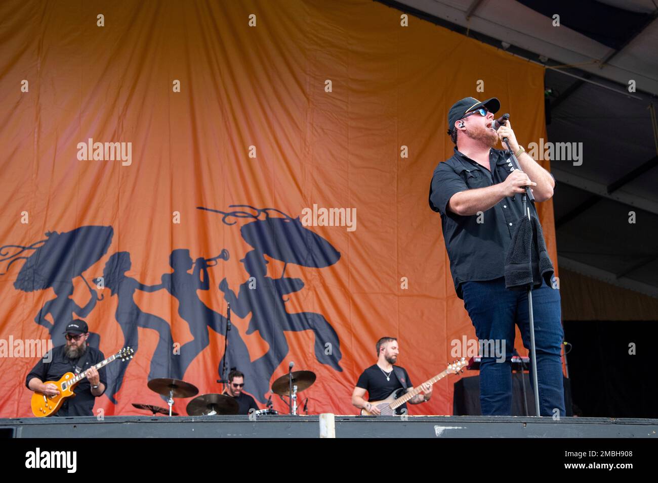 Luke Combs performs at the New Orleans Jazz and Heritage Festival, on ...