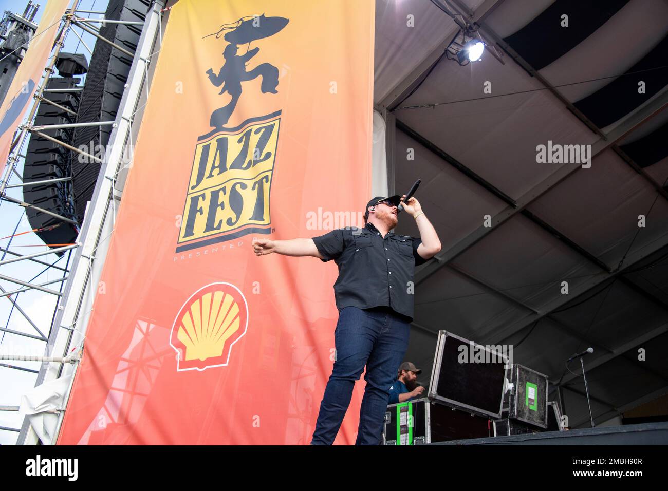 Luke Combs performs at the New Orleans Jazz and Heritage Festival, on ...