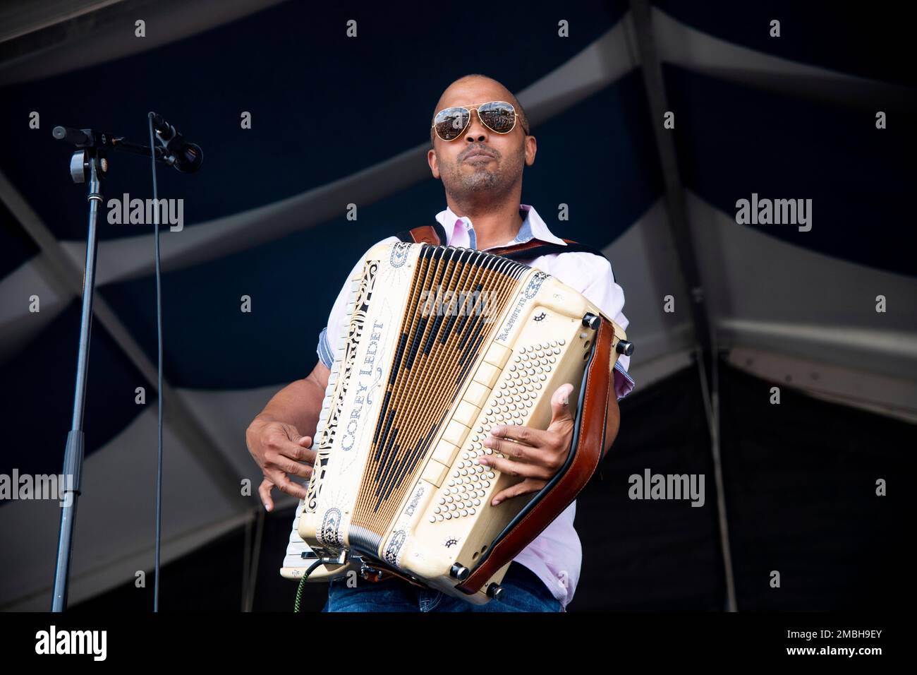 Corey Ledet performs at the New Orleans Jazz and Heritage Festival, on ...
