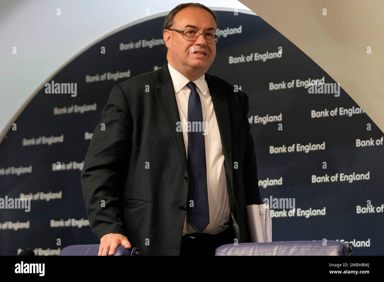 Andrew Bailey, Governor of the Bank of England, leaves after addressing ...