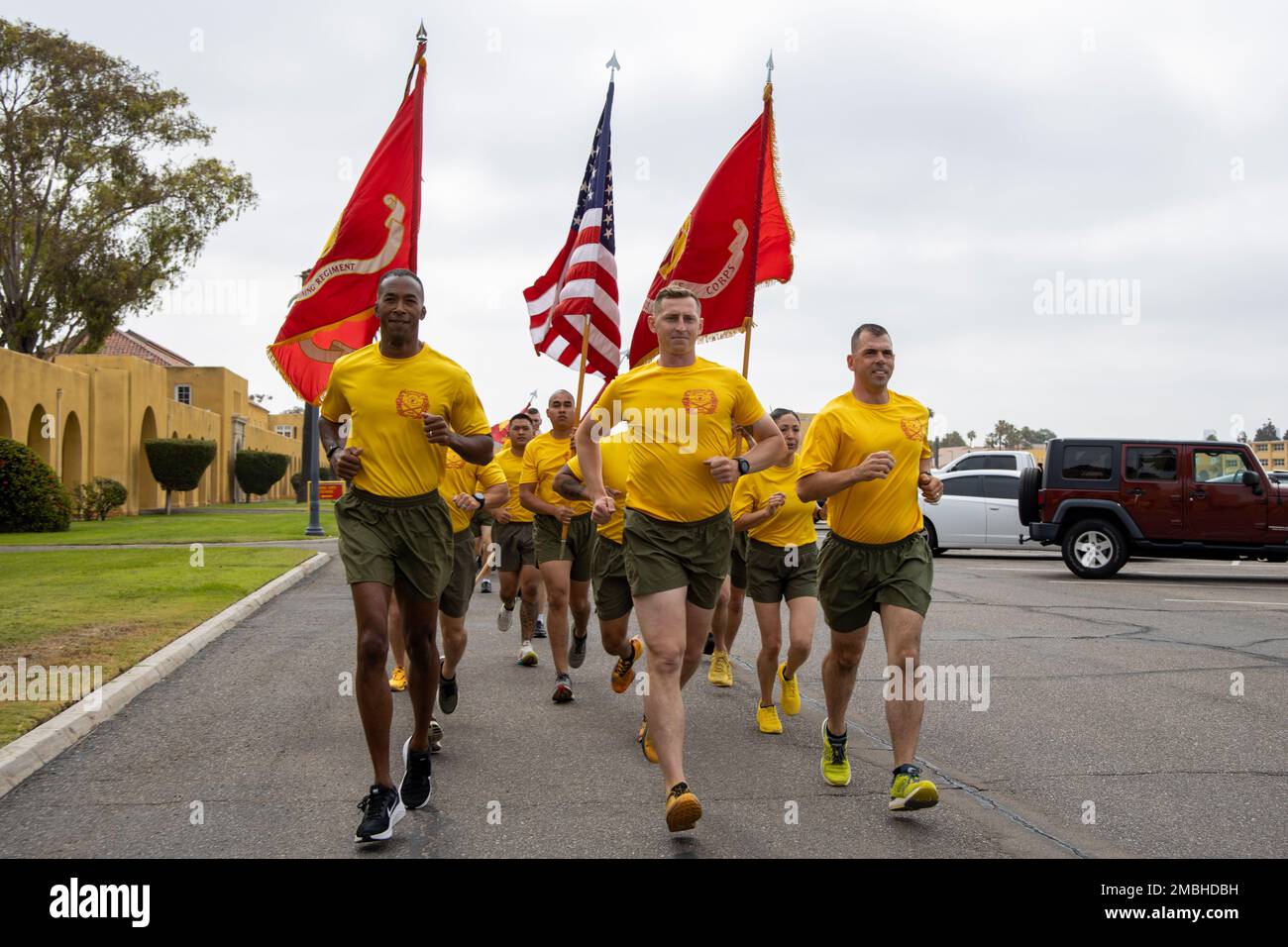 U.S. Marines with Fox Company, 2nd Recruit Training Battalion, run in ...