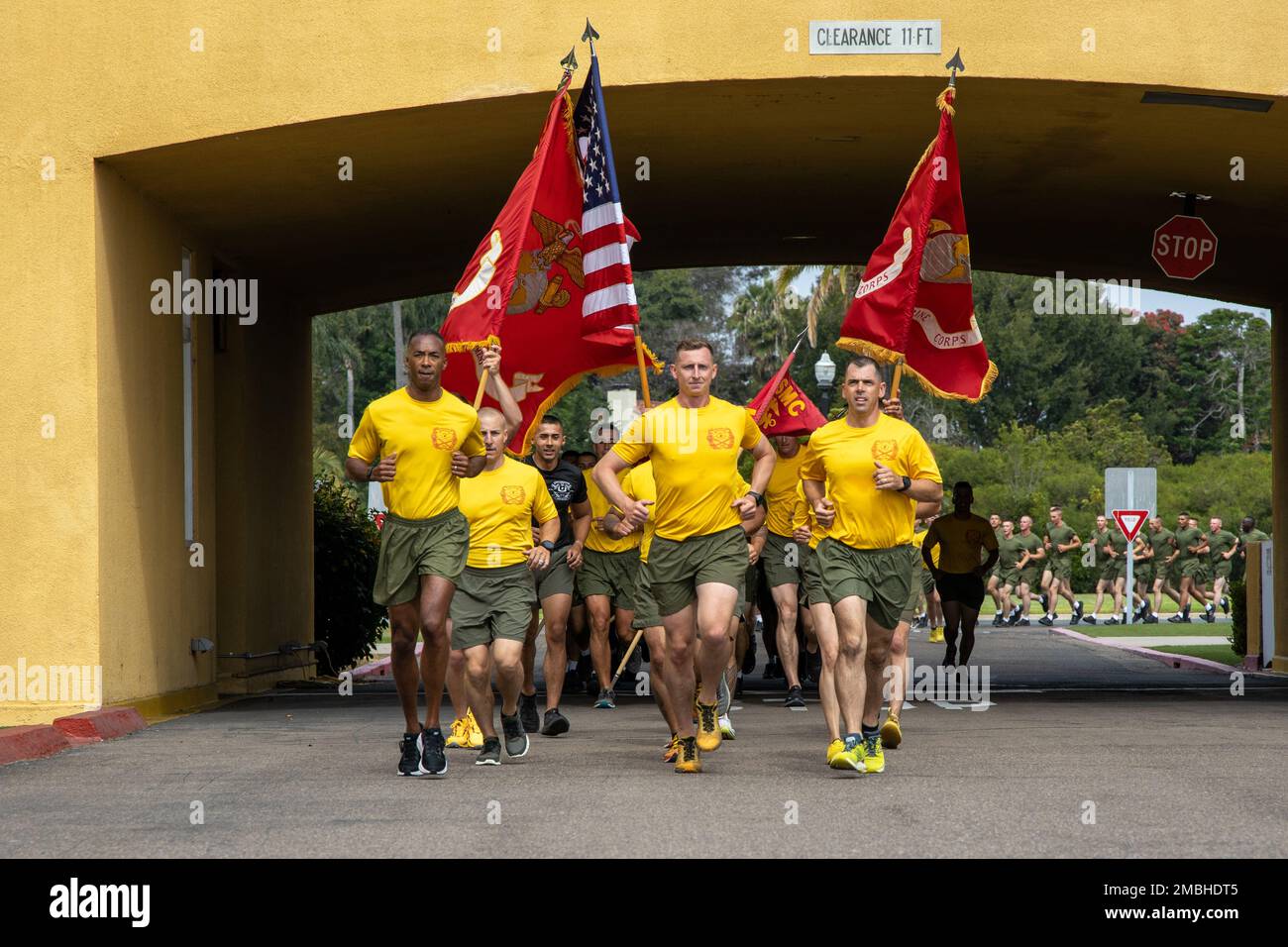U.S. Marines with Fox Company, 2nd Recruit Training Battalion, run in ...