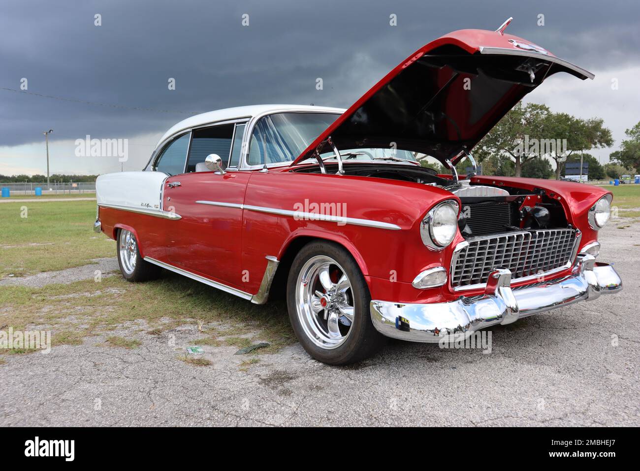 A red Drag Riot 6 with an open bonnet at Orlando Speed World Stock ...