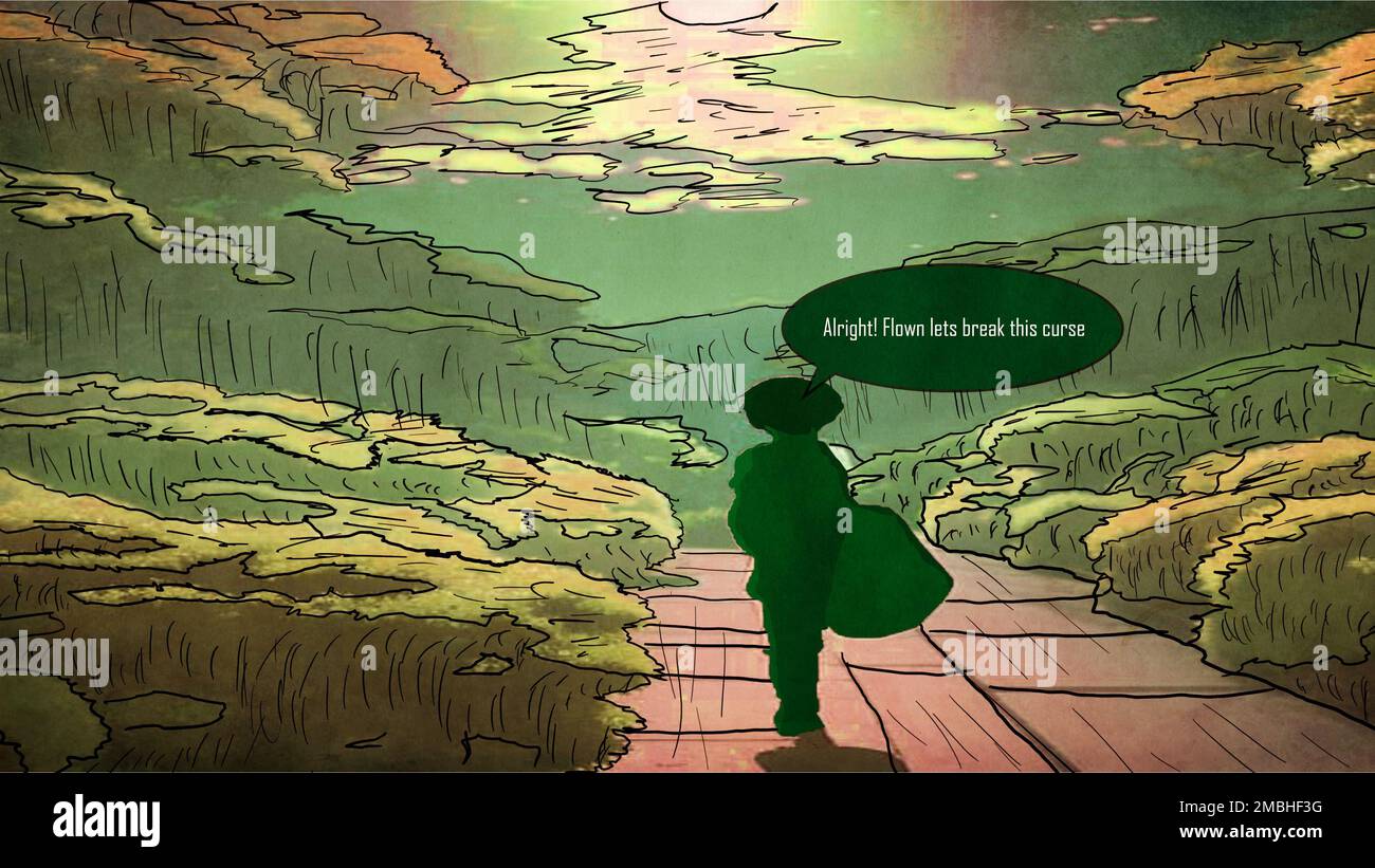 An illustration of a comics sketches portraying a person walking on a ...