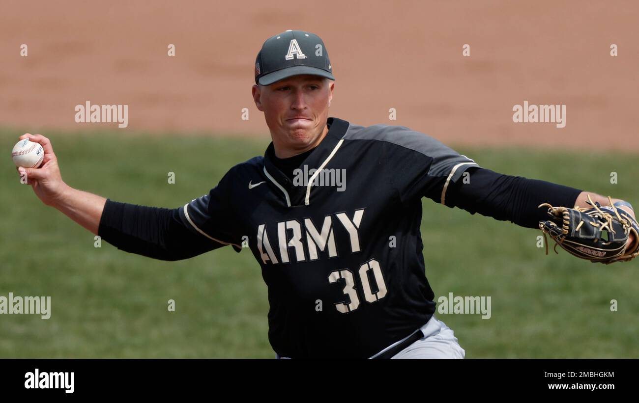 Army pitcher Brian Dawson throws against Lafayette during an NCAA ...