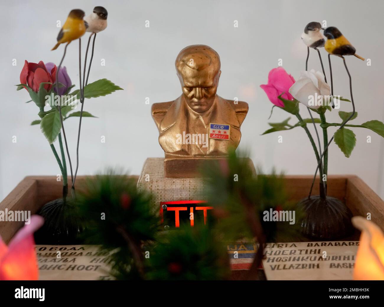 A bust of the late Yugoslav communist president Josip Broz Tito is ...