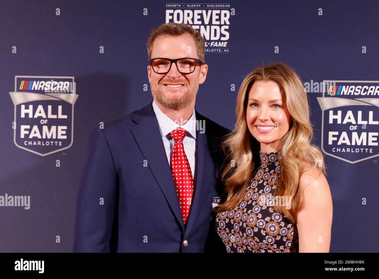 Dale Earnhardt Jr And Wife Amy Reimann Arrive At The 2023 Nascar Hall Of Fame Induction