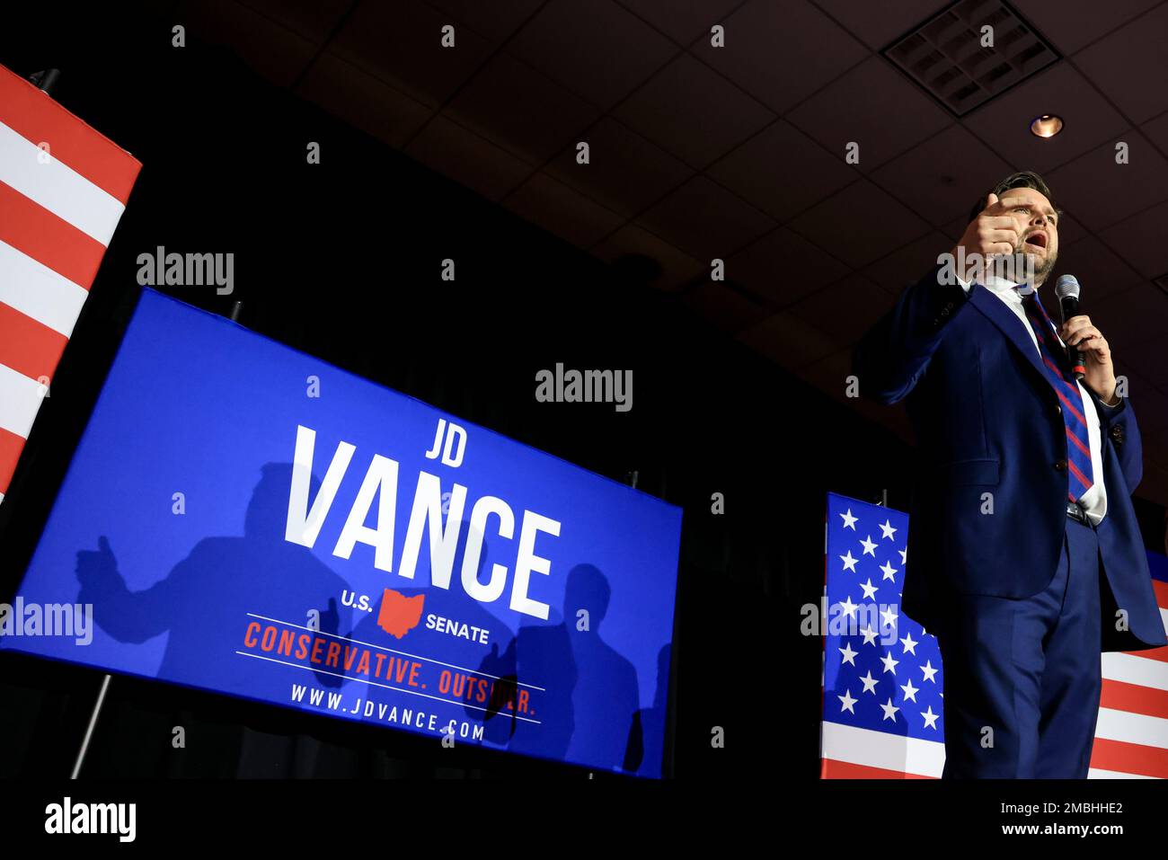 Republican Senate candidate JD Vance speaks during an election night ...