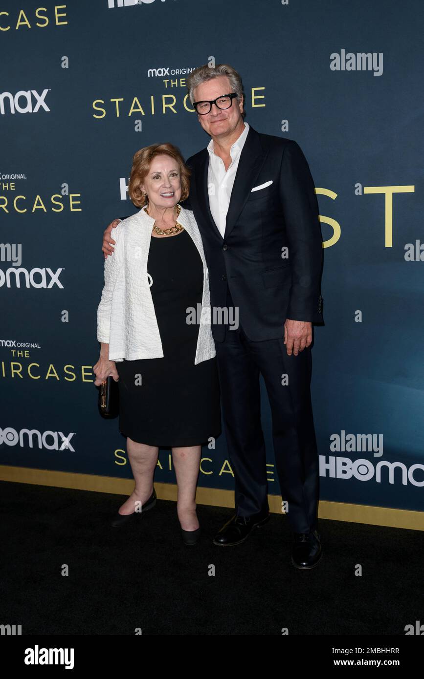 Kate Sanford, left, and Colin Firth attends the HBOMax television mini ...