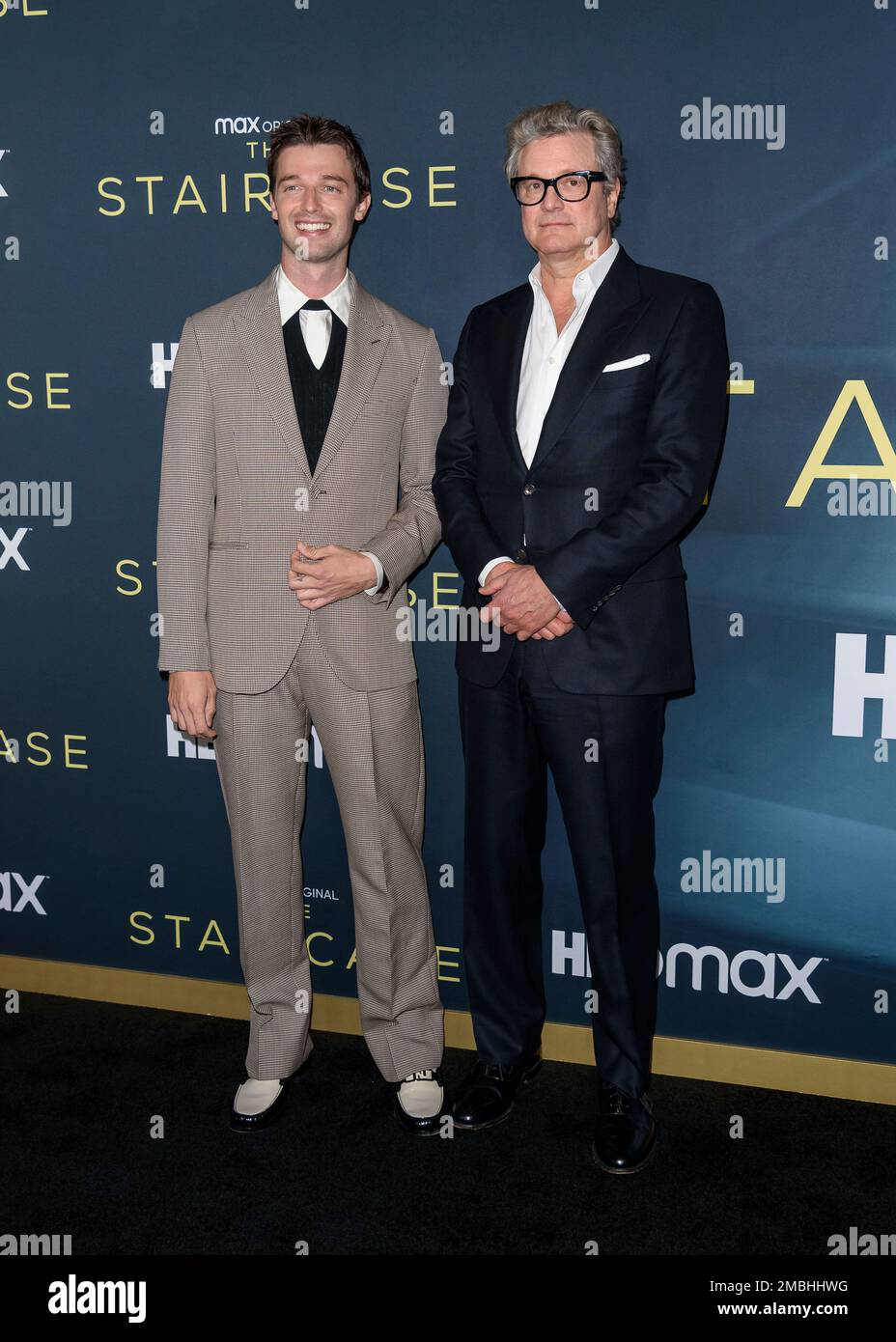Patrick Schwarzenegger, left, and Colin Firth attends the HBOMax ...
