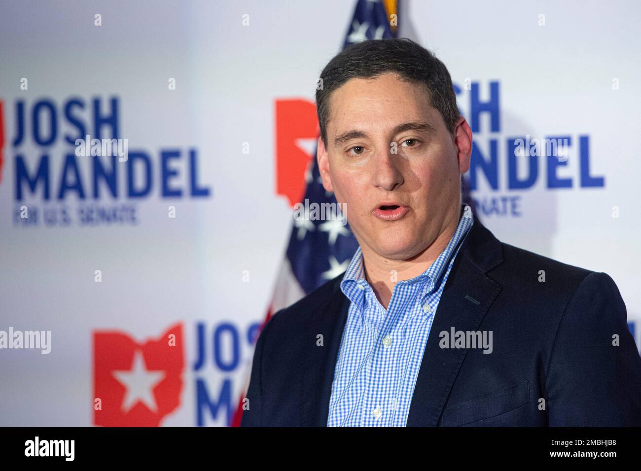 U.S. Senate Republican candidate Josh Mandel, concedes to opponent JD Vance Tuesday, May 3, 2022 ...