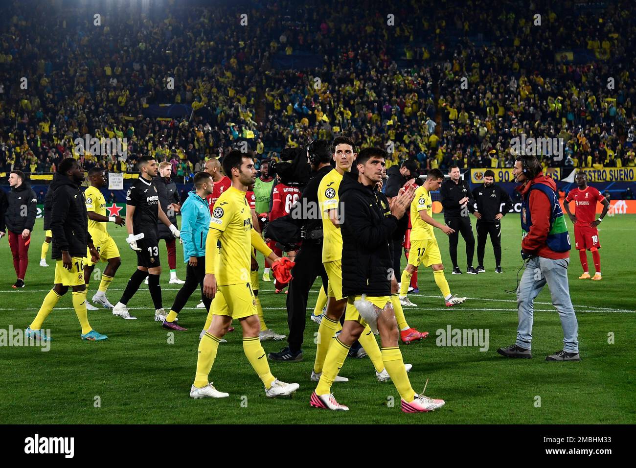 Villarreal's players walk off the pitch after the Champions League semi ...