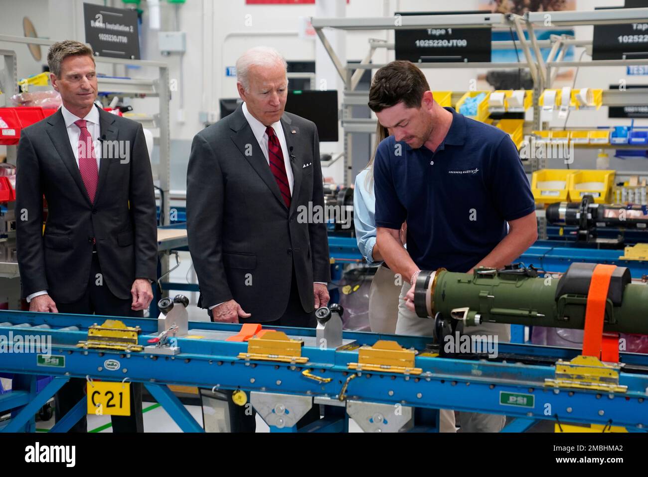 President Joe Biden listens during tour of the Lockheed Martin Pike ...