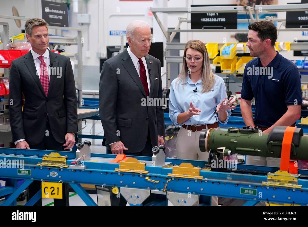 President Joe Biden listens during tour of the Lockheed Martin Pike ...