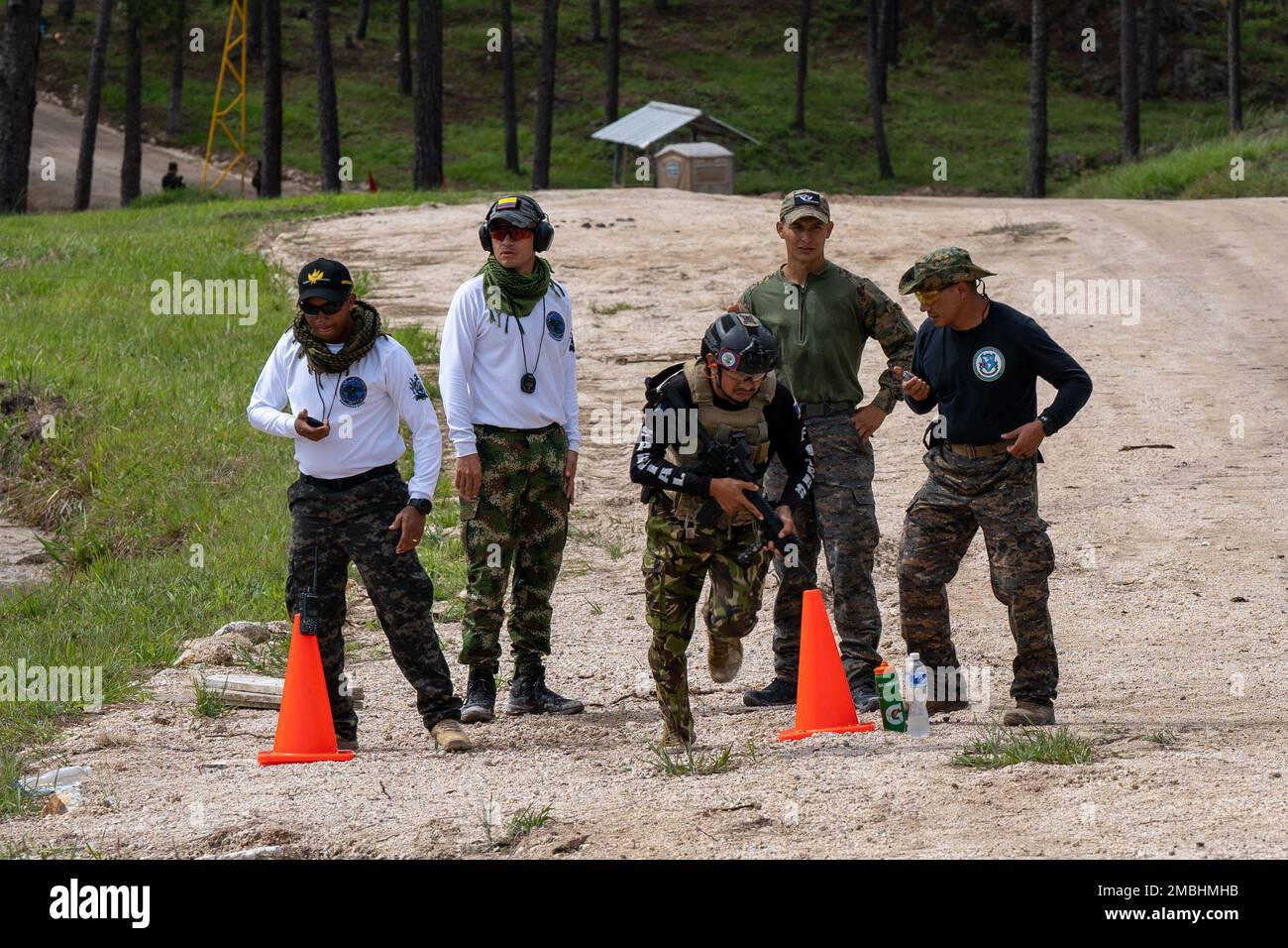 LA VENTA, Honduras - A member of the Belizean Defense Forces starts ...