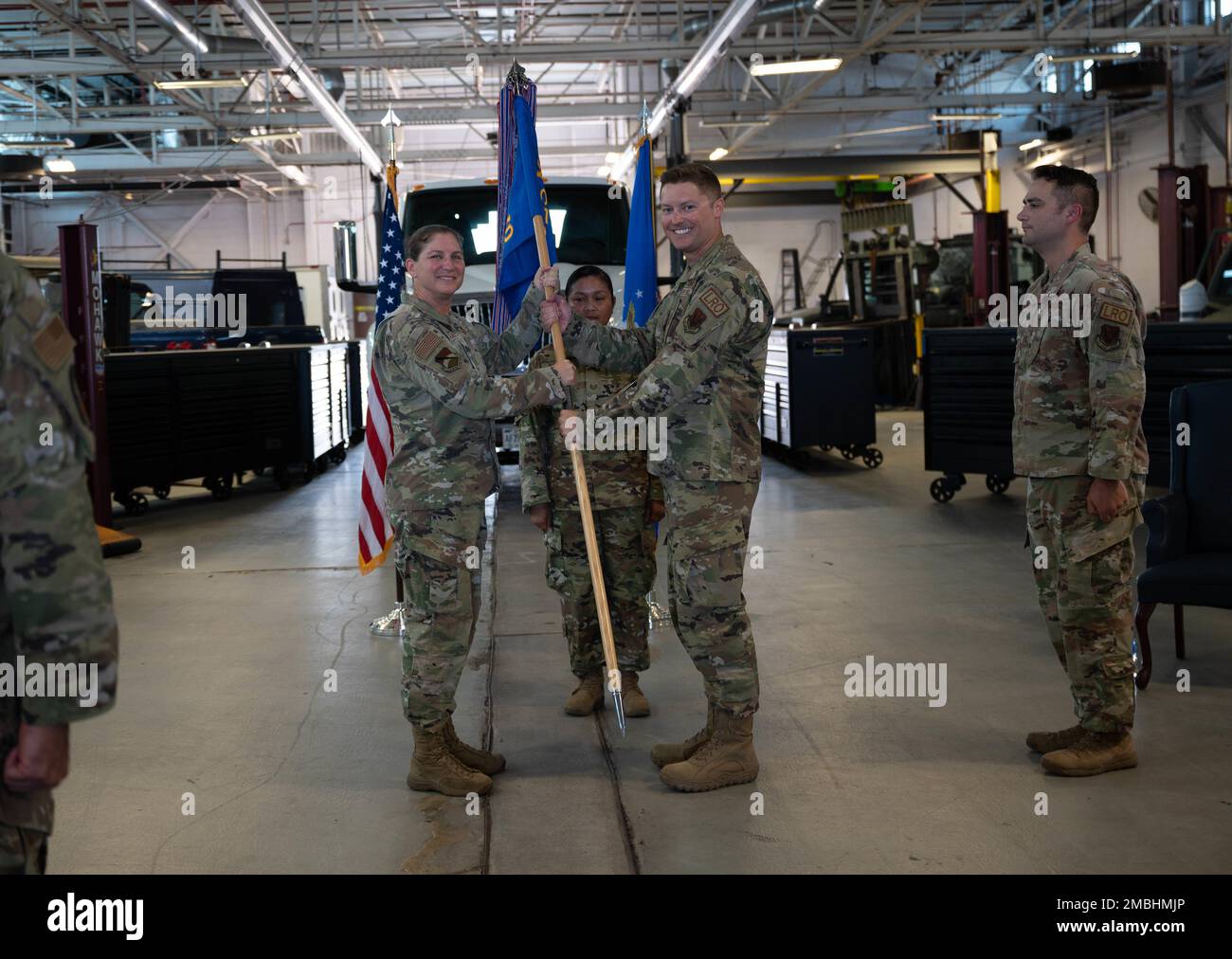 U.S. Air Force Maj. Broderick Morris, right, assumes command of the ...