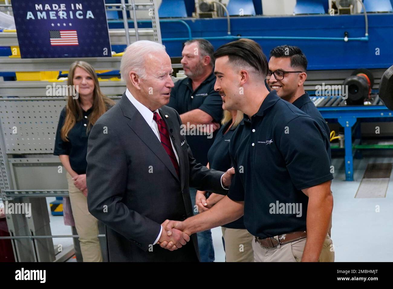 President Joe Biden greets workers during tour of the Lockheed Martin ...