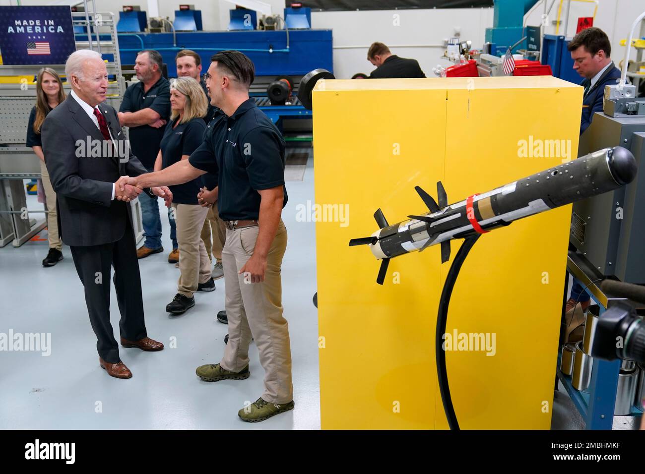 President Joe Biden greets workers during a tour of the Lockheed Martin ...