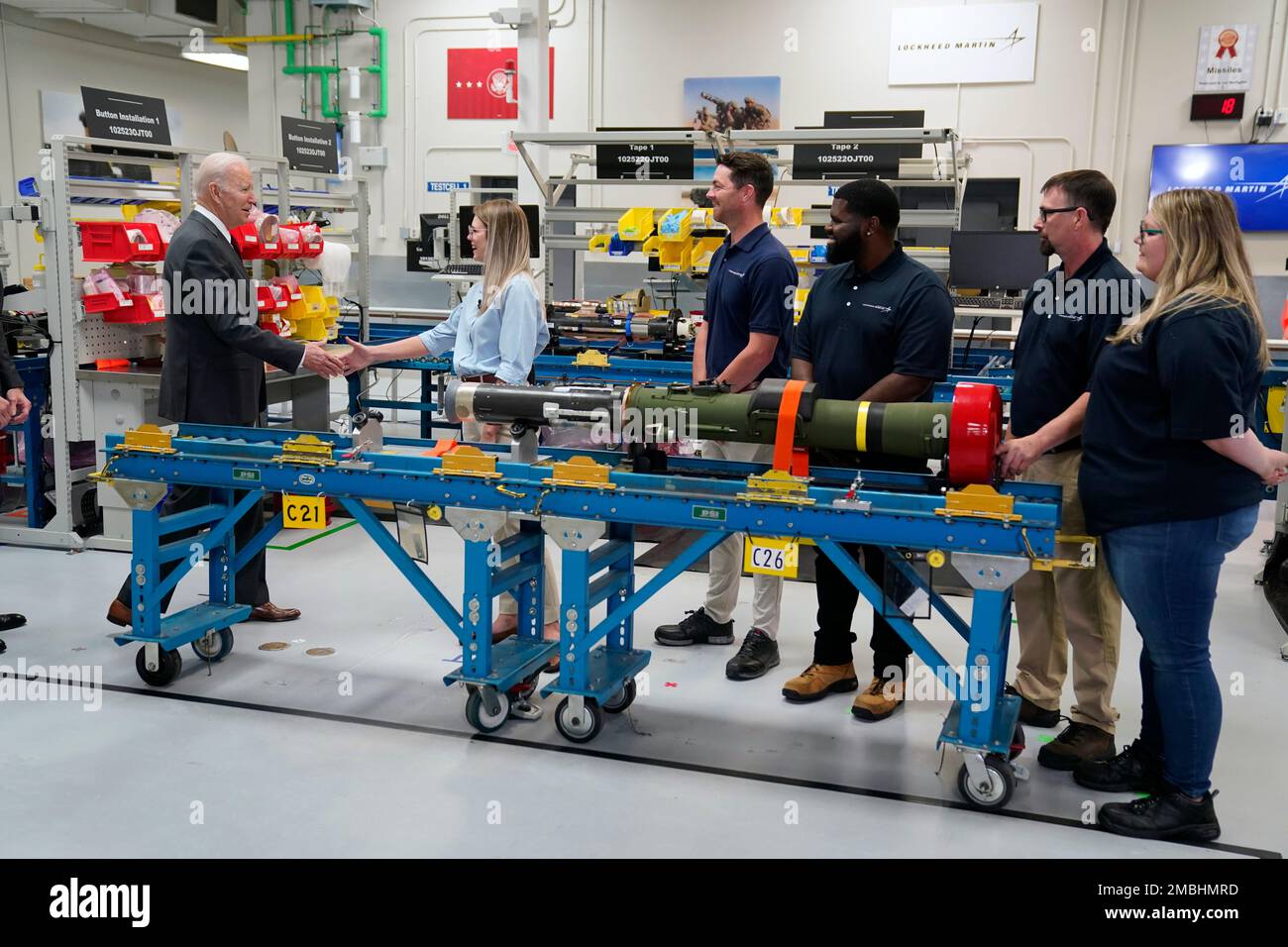 President Joe Biden greets employees as he tours the Lockheed Martin ...