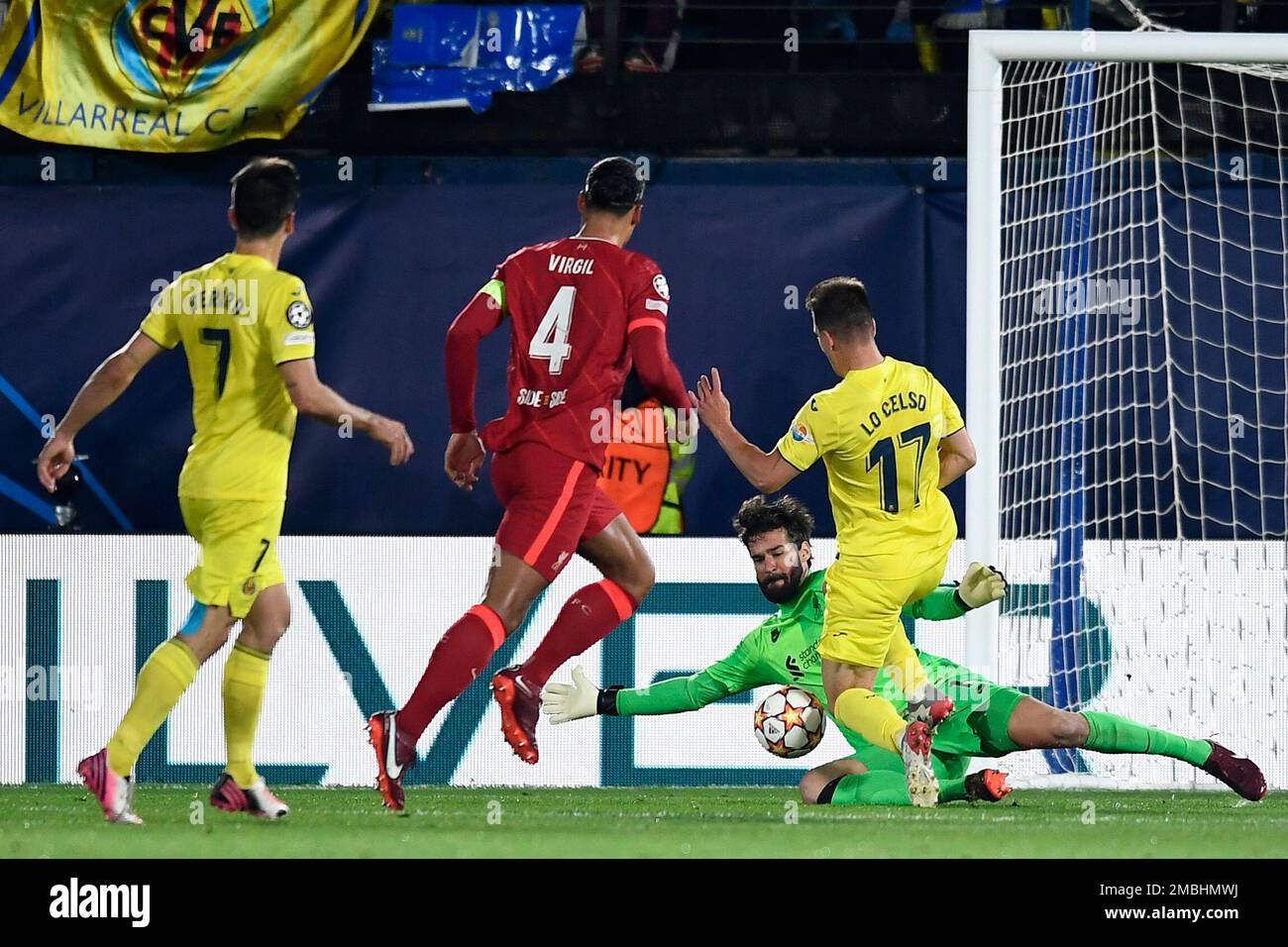 Liverpool's goalkeeper Alisson makes aa save during the Champions ...