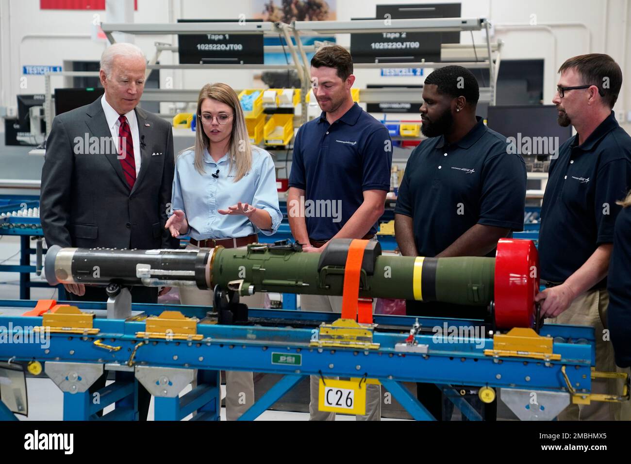 President Joe Biden listens during tour of the Lockheed Martin Pike ...